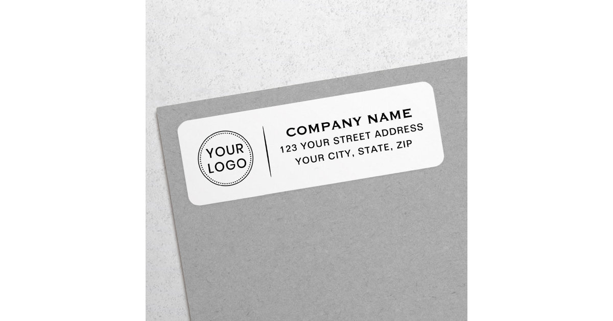 Custom logo elegant white business return address label | Zazzle