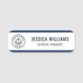 Custom Logo Employee Blue Name Tag | Zazzle
