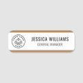 Custom Logo Employee Brown Name Tag | Zazzle