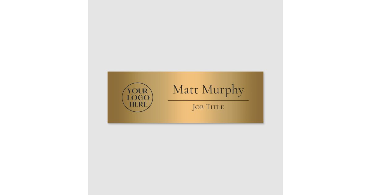 Custom Logo Employee ID Faux Copper Name Tag | Zazzle