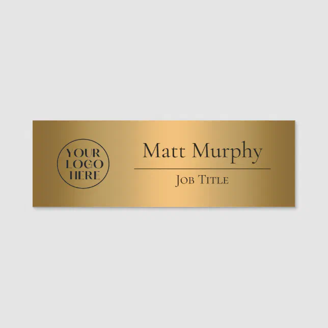 Custom Logo Employee ID Faux Copper Name Tag | Zazzle