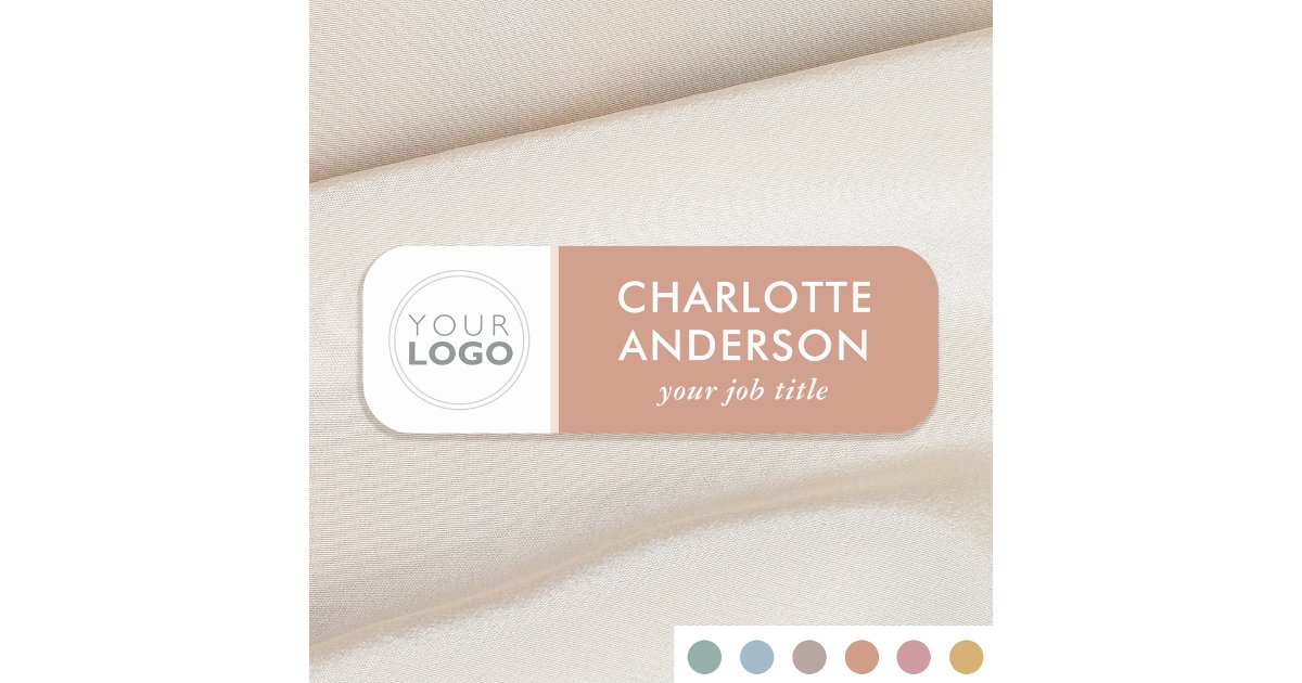 Custom Logo Employee Job Title Terracotta Name Tag | Zazzle
