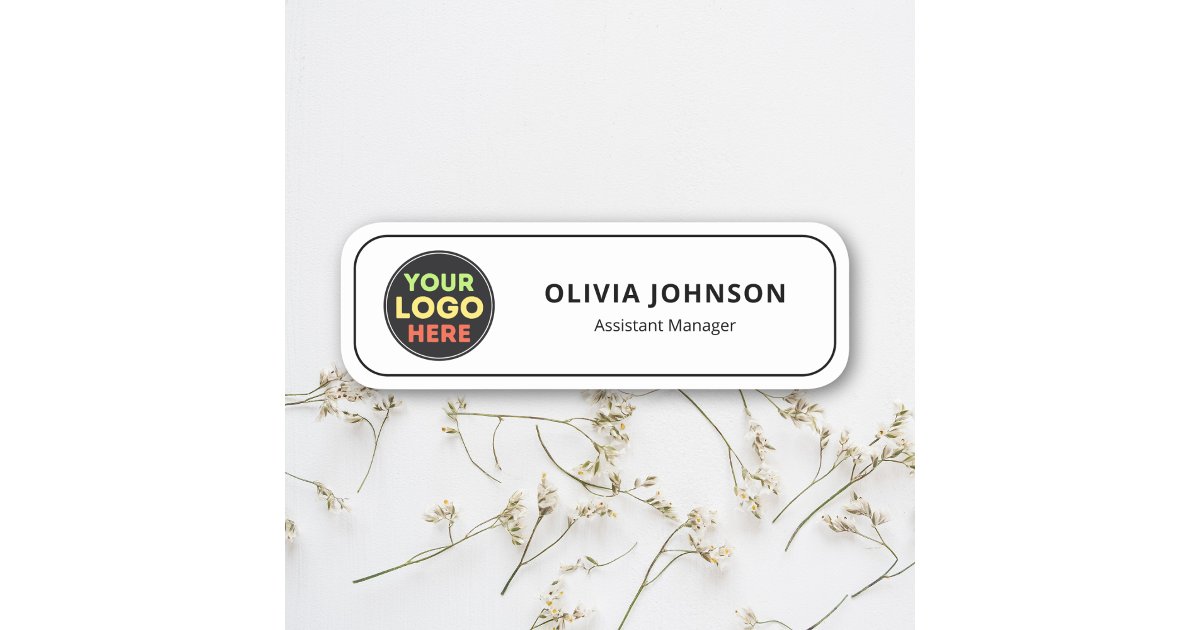 Custom Logo Employee Magnetic Company Name Tag | Zazzle