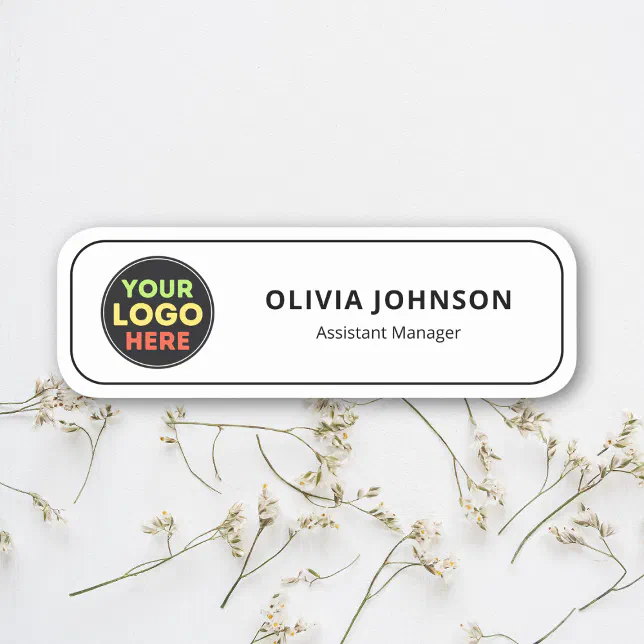 Custom Logo Employee Magnetic Company Name Tag | Zazzle
