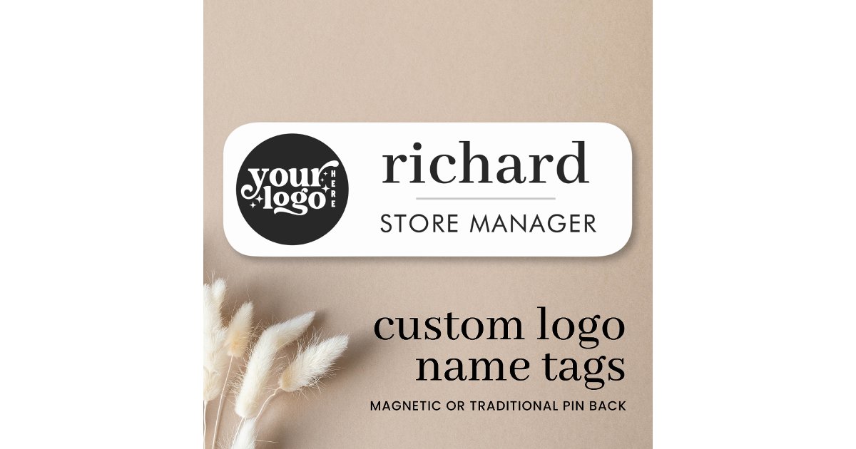 Custom Logo Employee Magnetic Or Safety Pin Name Tag | Zazzle