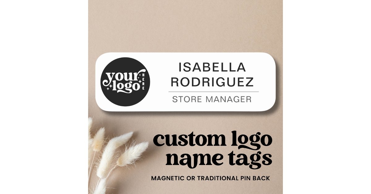 Custom Logo Employee Magnetic Or Safety Pin Name Tag | Zazzle