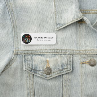 Custom Logo Employee Magnetic Or Safety Pin Name Tag | Zazzle