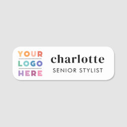 Custom Logo Employee Magnetic or Safety Pin Simple Name Tag | Zazzle