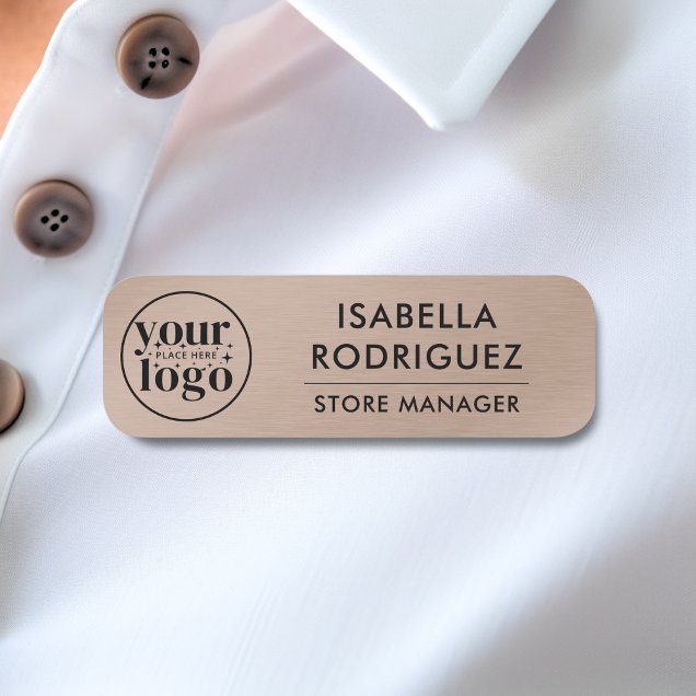 Custom Magnetic | Safety Pin Faux Bronze Employee Name Tag | Zazzle