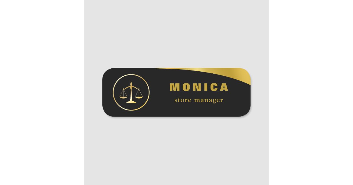 Custom Logo Employee Magnetic Safety Pin Faux Gold Name Tag | Zazzle