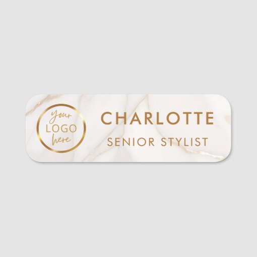 Custom Logo Employee Magnetic Safety Pin Marble Name Tag | Zazzle