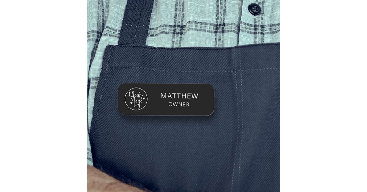 Custom Logo Employee Name Business Staff Name Tag | Zazzle