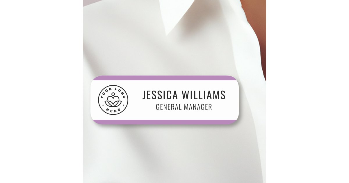 Custom Logo Employee Purple Name Tag | Zazzle