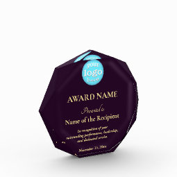 Custom Logo Employee Recognition Appreciation Gold Acrylic Award | Zazzle