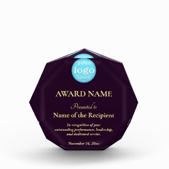 Custom Logo Employee Recognition Appreciation Gold Acrylic Award | Zazzle