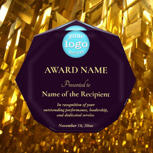 Custom Logo Employee Recognition Appreciation Gold Acrylic Award | Zazzle