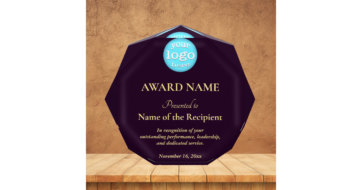 Custom Logo Employee Recognition Appreciation Gold Acrylic Award | Zazzle