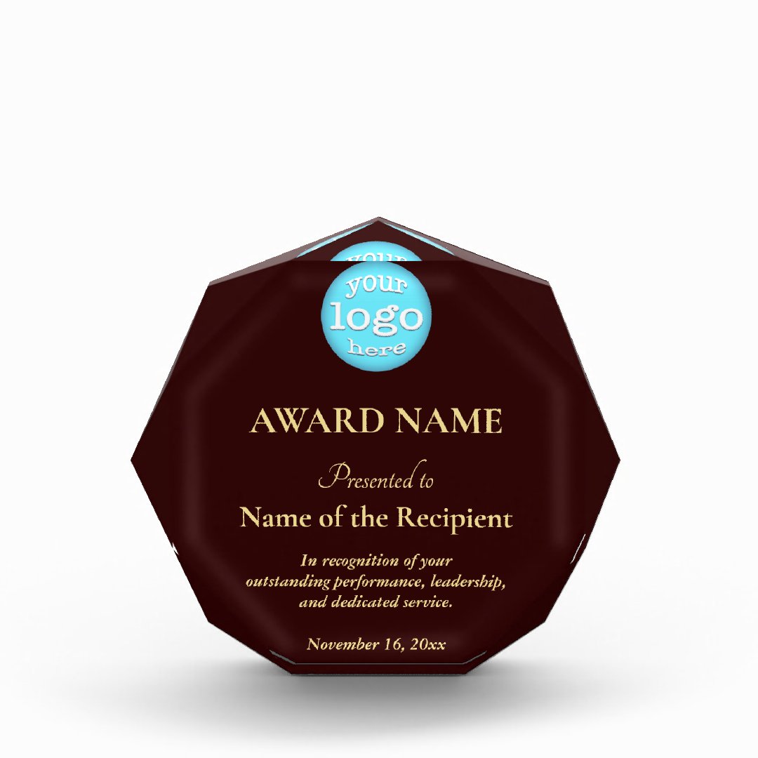 Custom Logo Employee Recognition Promotion Gold Acrylic Award | Zazzle