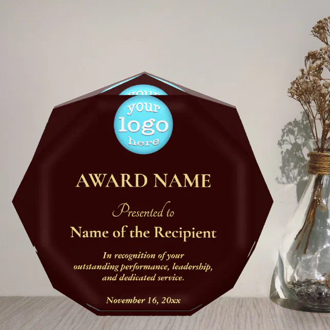 Custom Logo Employee Recognition Promotion Gold Acrylic Award | Zazzle