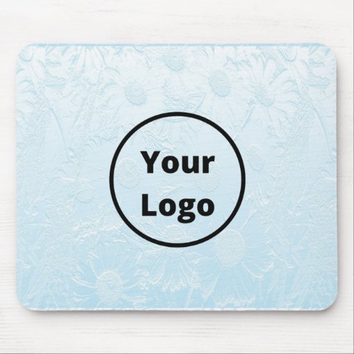 Custom logo engraved blue floral mouse pad | Zazzle
