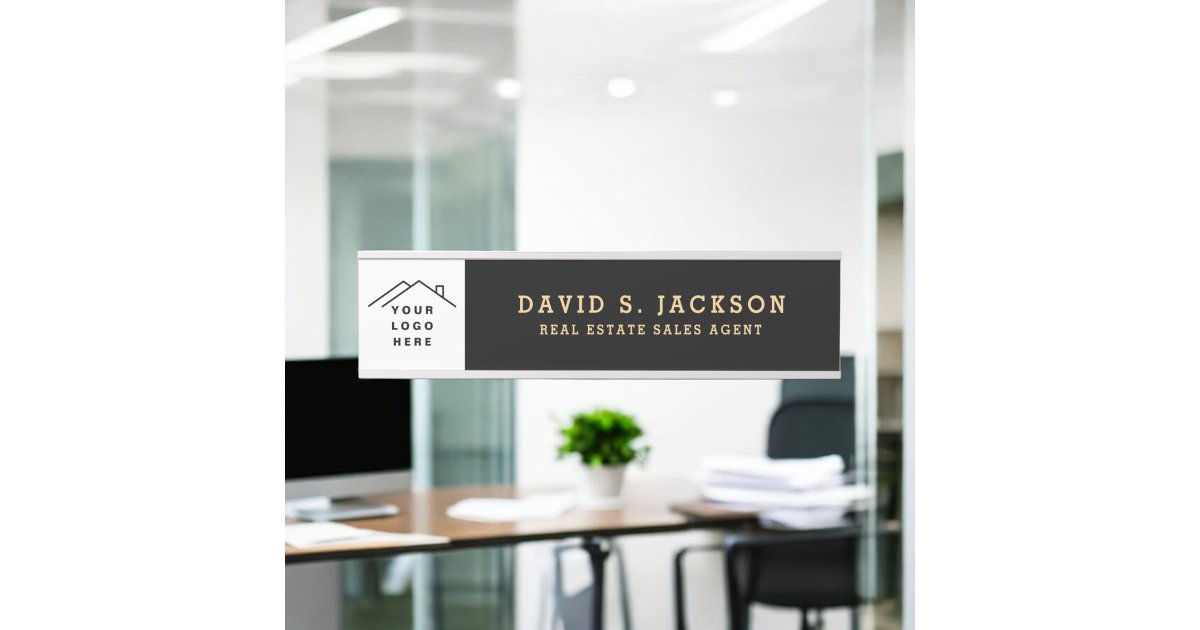 Custom Logo Executive Black Gold Professional Door Sign | Zazzle