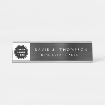 Custom Logo Executive Black Professional Desk Name Plate | Zazzle