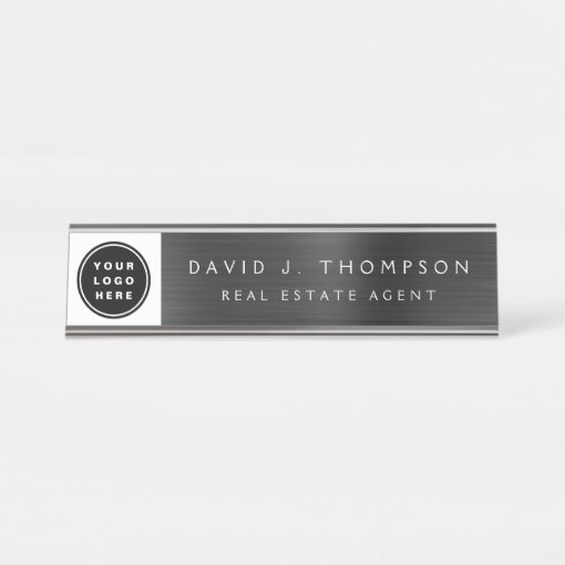 Custom Logo Executive Black Professional Desk Name Plate | Zazzle