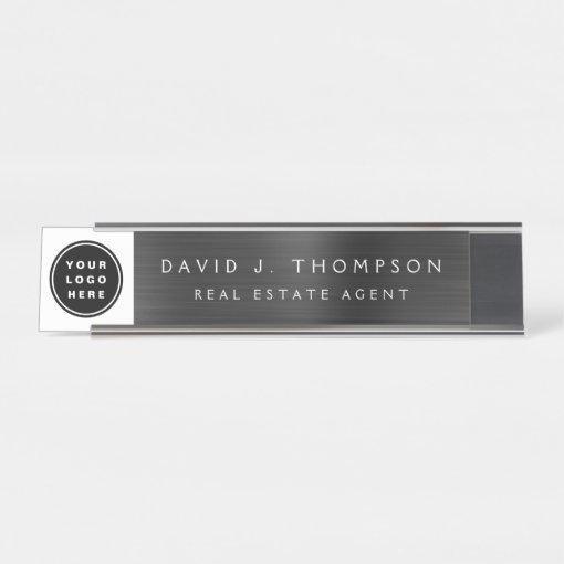 Custom Logo Executive Black Professional Desk Name Plate | Zazzle