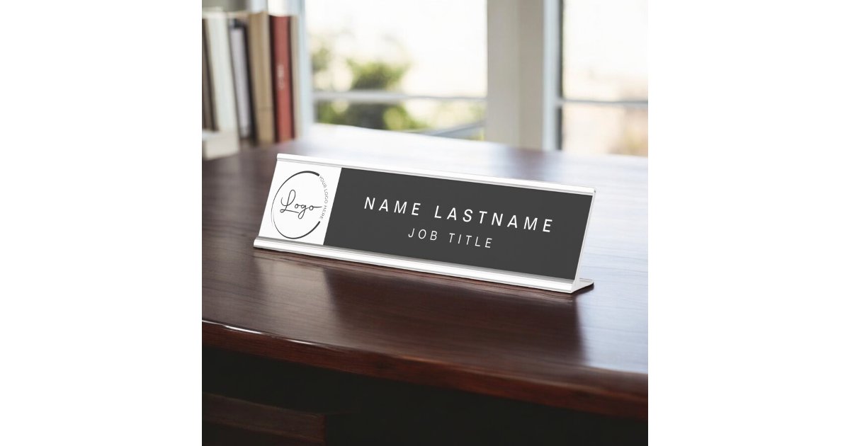 Custom Logo Executive Black Professional Desk Name Plate | Zazzle