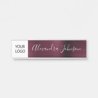 Custom Logo Executive Burgundy Professional Door Sign | Zazzle