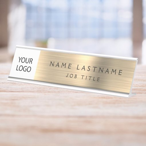 Custom Logo Executive Gold Business Professional Desk Name Plate | Zazzle
