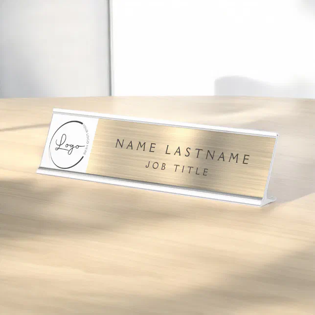 Custom Logo Executive Gold Business Professional Desk Name Plate | Zazzle