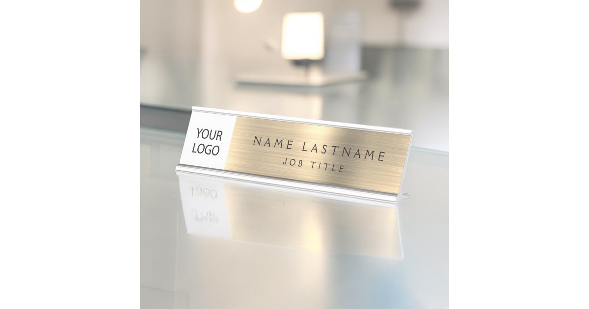 Custom Logo Executive Gold Business Professional Desk Name Plate | Zazzle