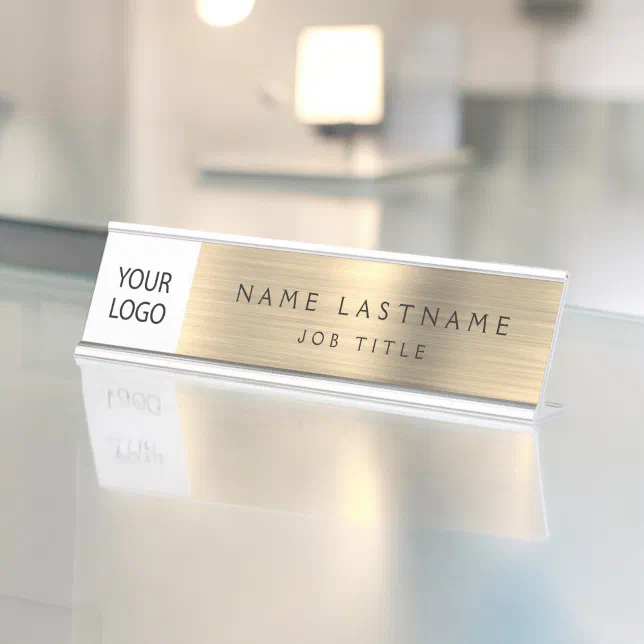 Custom Logo Executive Gold Business Professional Desk Name Plate | Zazzle