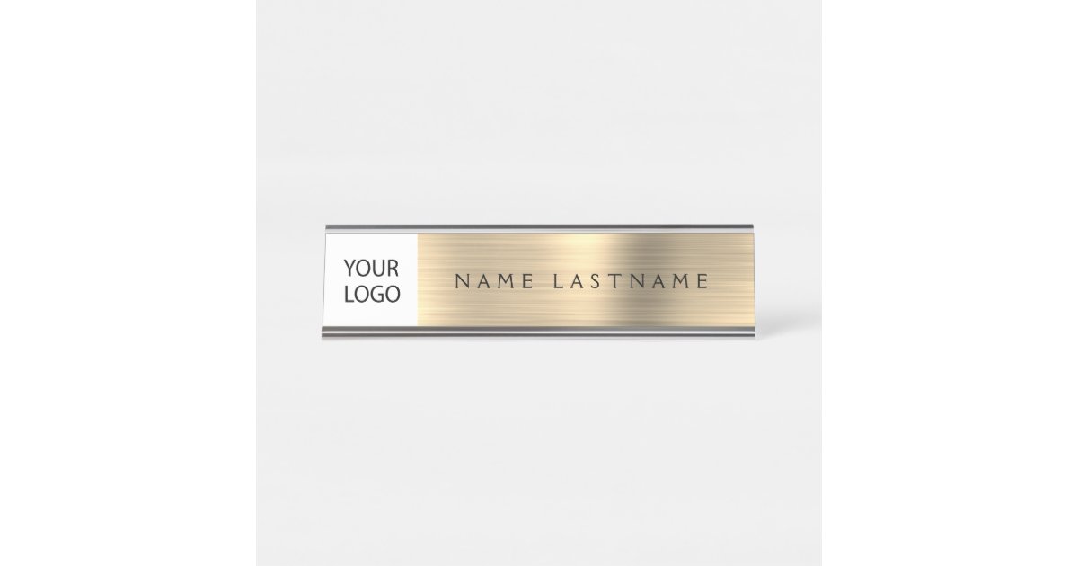Custom Logo Executive Gold Professional Desk Name Plate | Zazzle