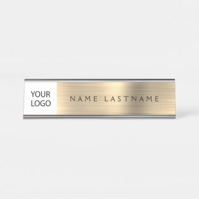 Custom Logo Executive Gold Professional Desk Name Plate | Zazzle