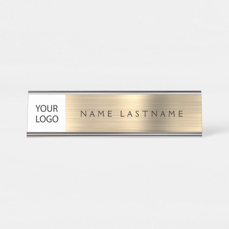 Custom Logo Executive Gold Professional Desk Name Plate | Zazzle