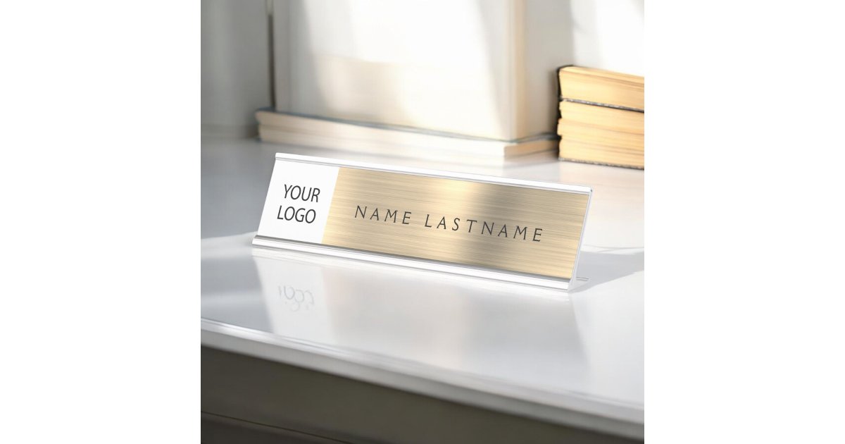 Custom Logo Executive Gold Professional Desk Name Plate | Zazzle