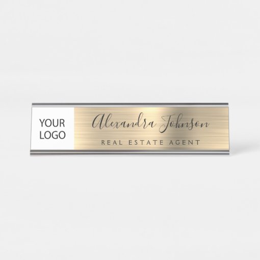 Custom Logo Executive Gold Professional Desk Name Plate | Zazzle