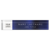 Custom Logo Executive Navy Blue Professional Desk Name Plate | Zazzle