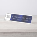 Custom Logo Executive Navy Blue Professional Desk Name Plate | Zazzle