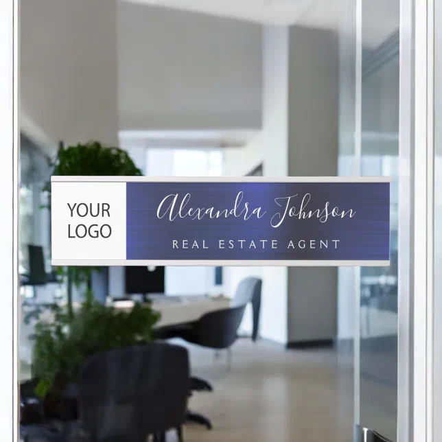Custom Logo Executive Navy Blue Professional Door Sign | Zazzle