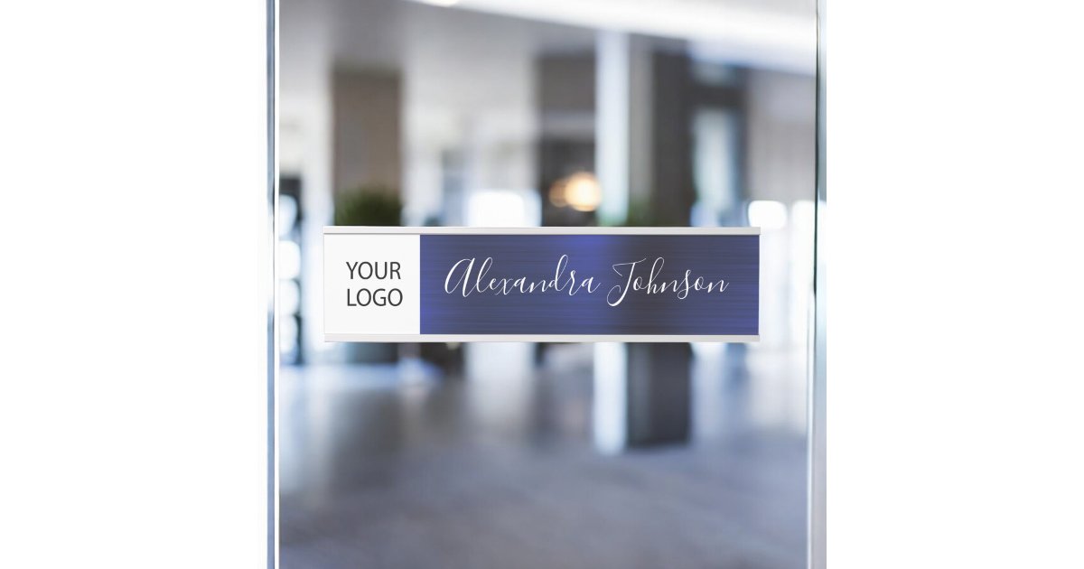 Custom Logo Executive Navy Blue Professional Door Sign | Zazzle