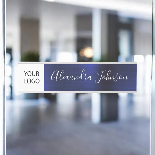 Custom Logo Executive Navy Blue Professional Door Sign | Zazzle