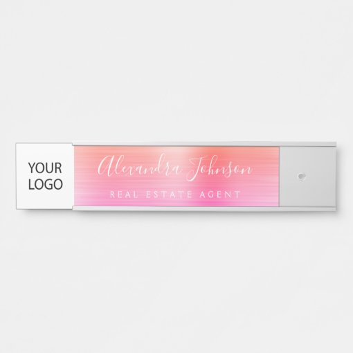 Custom Logo Executive Orange Pink Professional Door Sign | Zazzle
