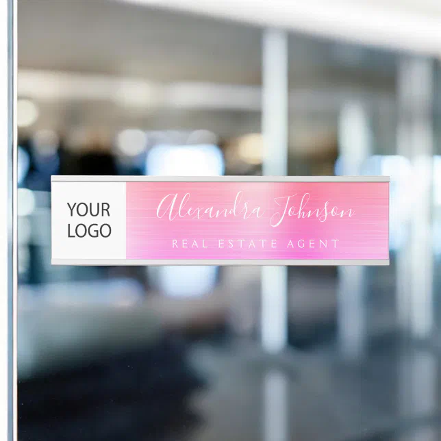 Custom Logo Executive Orange Pink Professional Door Sign | Zazzle