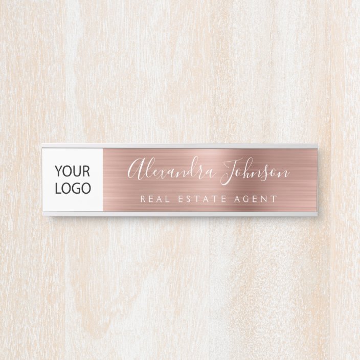Custom Logo Executive Rose Gold Pink Professional Door Sign | Zazzle.com