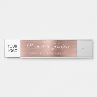 Custom Logo Executive Rose Gold Pink Professional Door Sign | Zazzle