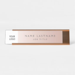 Custom Logo Executive Rose Gold Professional Desk Name Plate | Zazzle