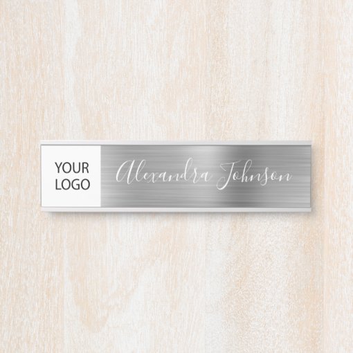 Custom Logo Executive Silver Professional Door Sign | Zazzle